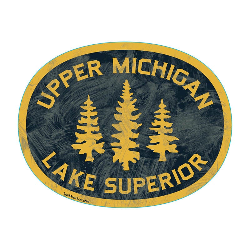 UP Michigan - Lake Superior Pines Oval Stickers & Magnets | Michigan Made